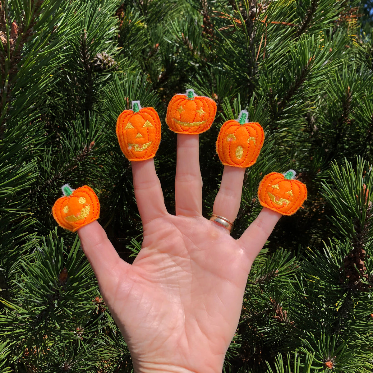 In the hoop Five Little Pumpkins Finger Puppets embroidery design ...