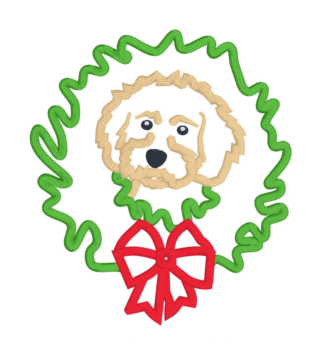 Cockapoo Wreath Christmas Applique Embroidery Design – Snuggle Puppy ...