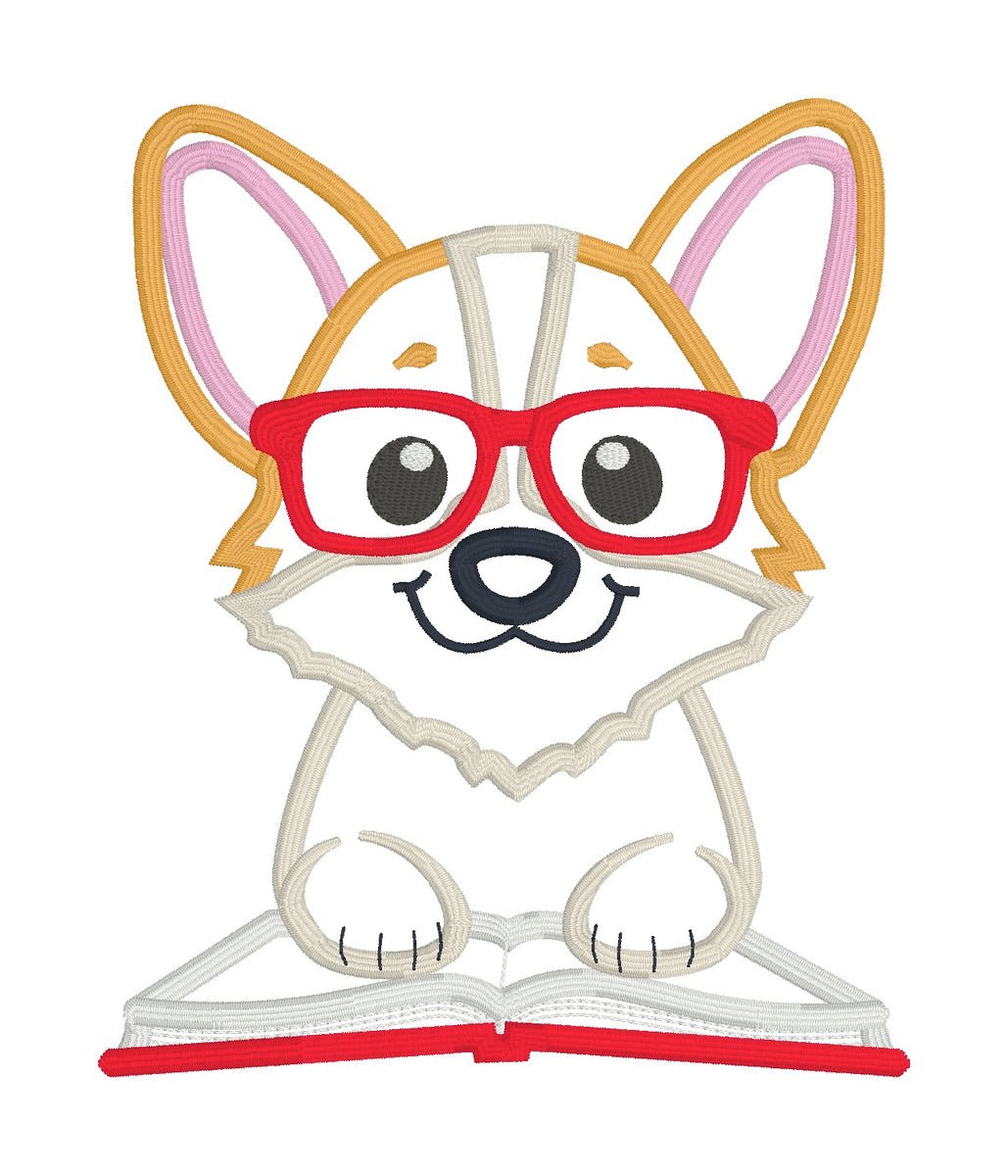 Studious Corgi Back to School Applique Embroidery Design – Snuggle ...