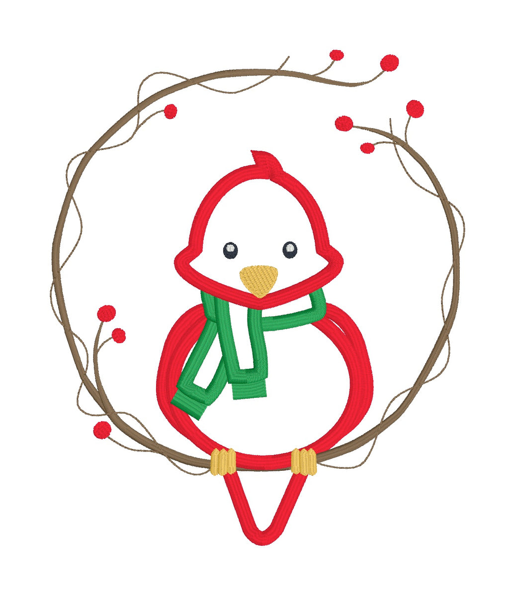 Cardinal Wreath Christmas Applique Embroidery Design – Snuggle Puppy ...