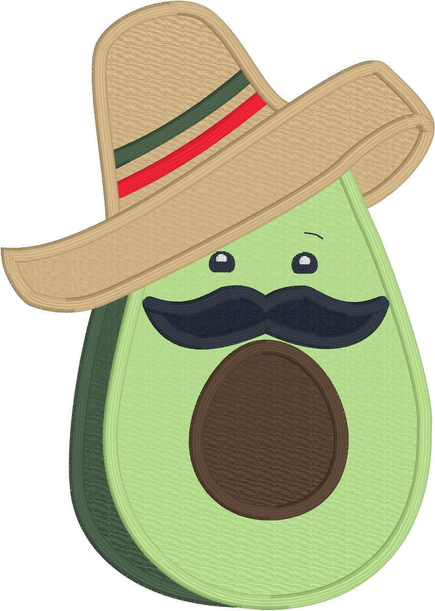 Avocado with sombrero Cinco de Mayo Applique Embroidery Design ...