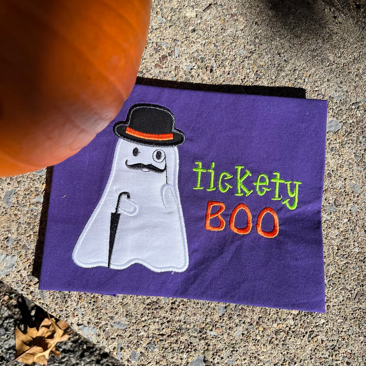 "Tickety Boo" Ghost Halloween Applique Embroidery Design – Snuggle ...