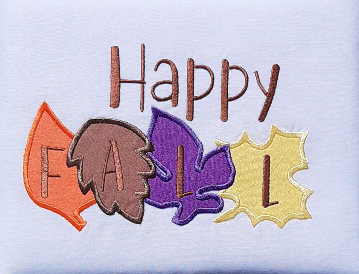 "Happy Fall" Autumn Leaves applique Embroidery Design – Snuggle Puppy ...