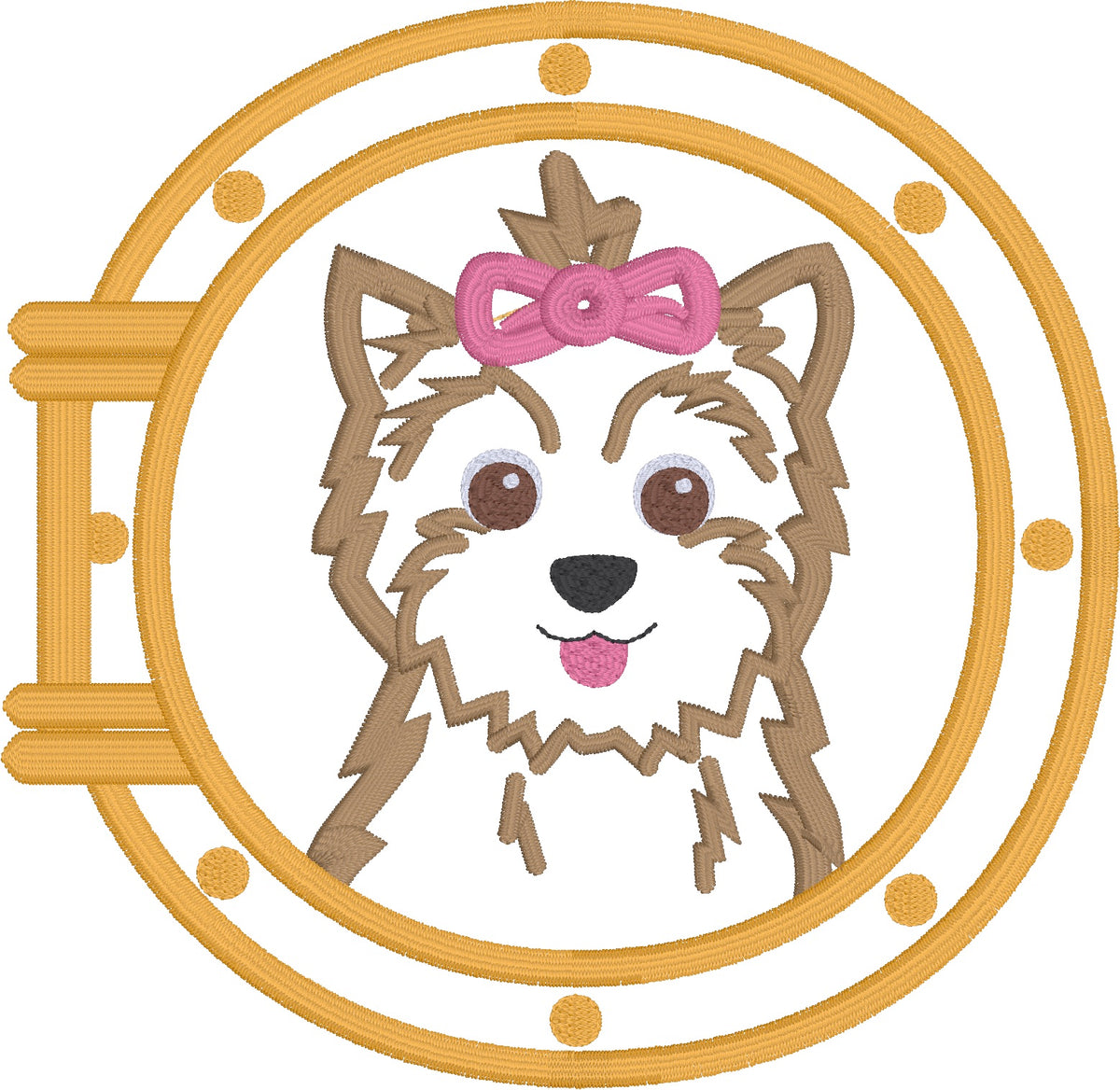 Yorkie looking out a Porthole Applique Embroidery design – Snuggle ...
