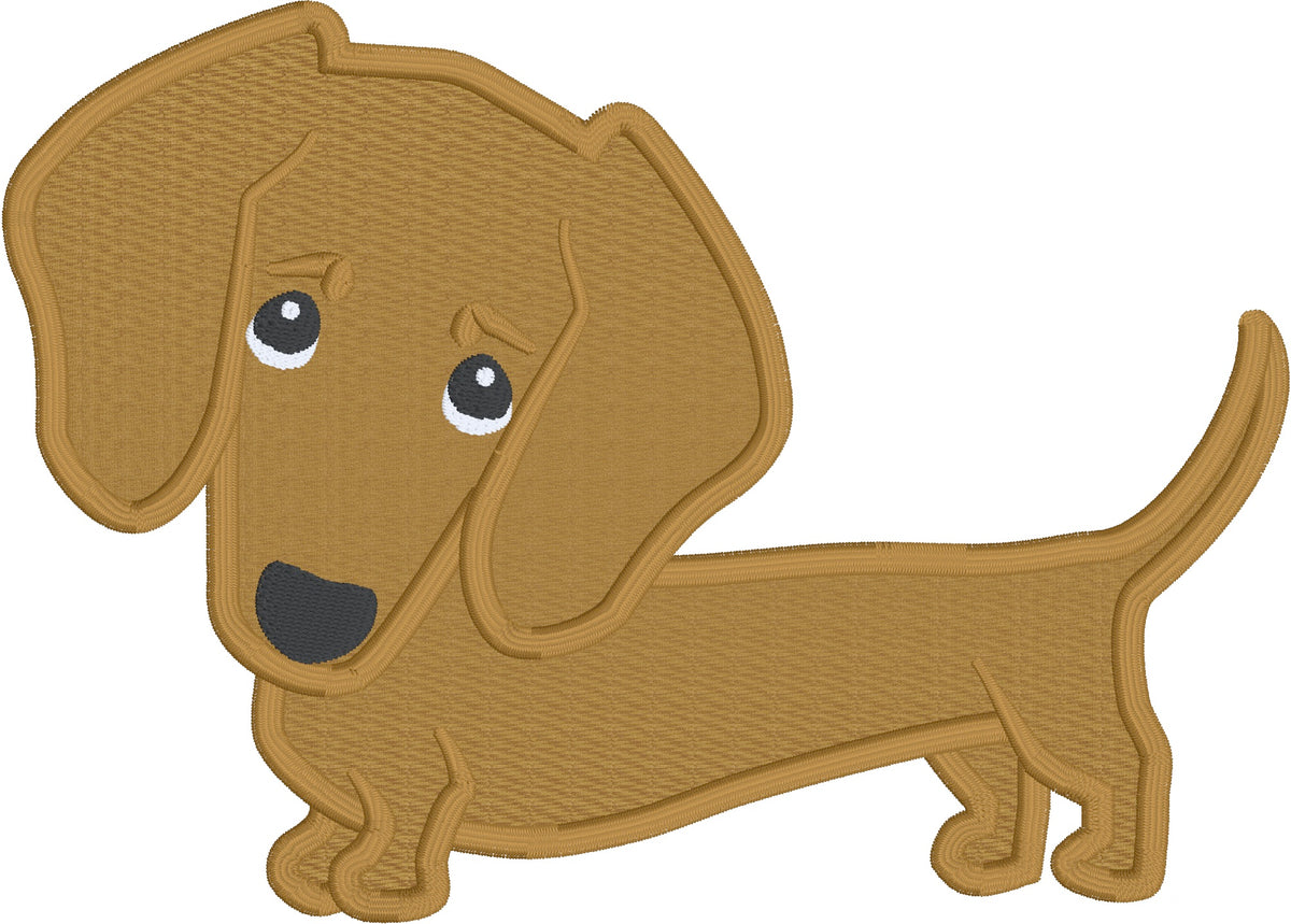 Cartoon Doxie Dachshund applique embroidery design – Snuggle Puppy Applique