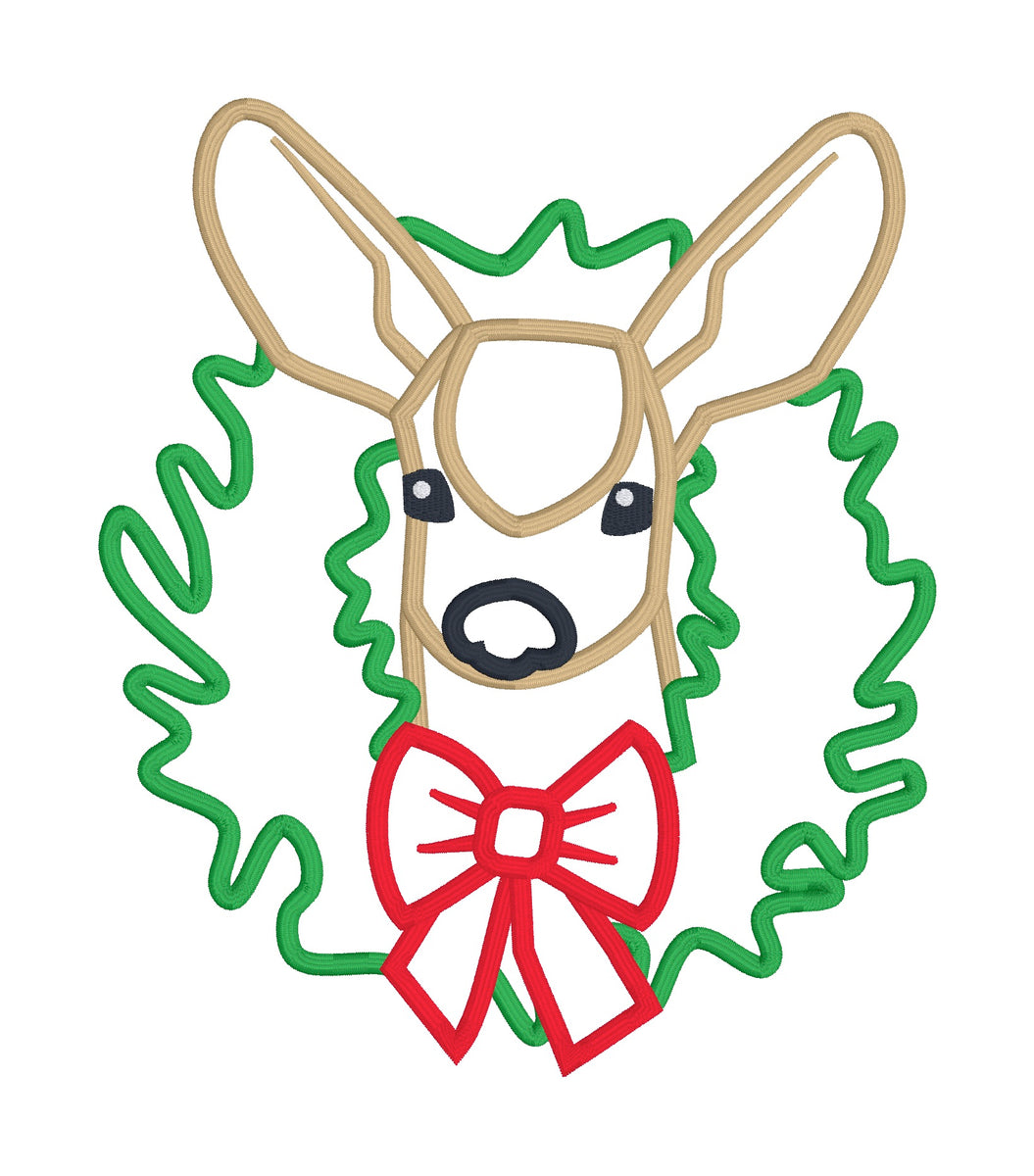 Mule Deer Wreath applique embroidery design – Snuggle Puppy Applique