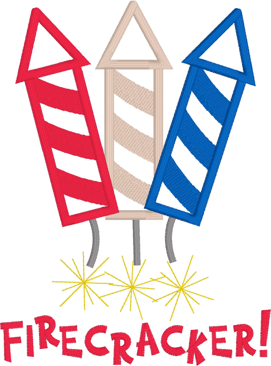 Firecracker 4th of July Applique Embroidery Design – Snuggle Puppy Applique