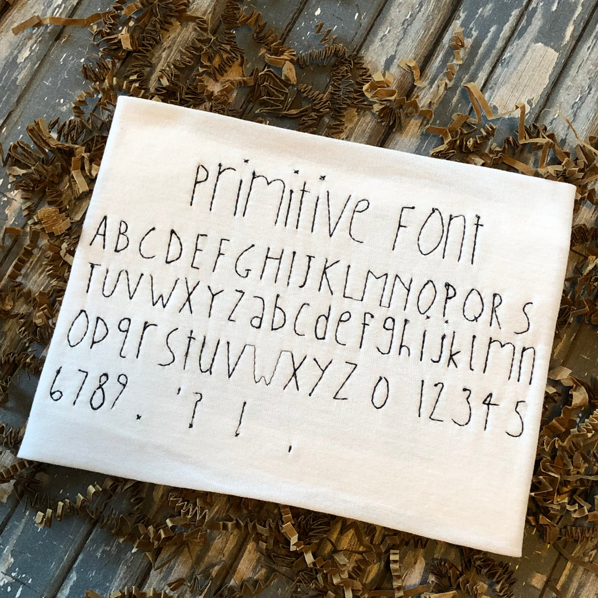 Primitive Font bean stitch embroidery design – Snuggle Puppy Applique