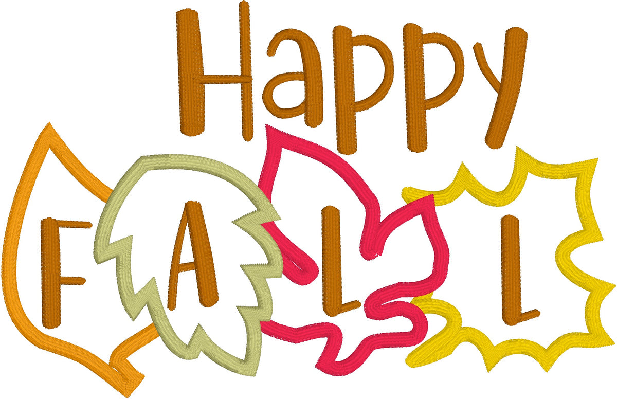 "Happy Fall" Autumn Leaves applique Embroidery Design – Snuggle Puppy ...