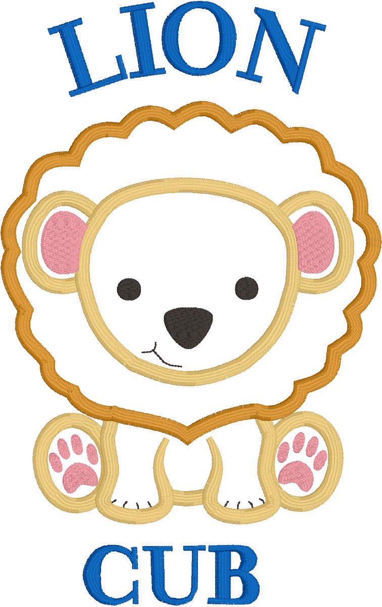 Lion cub Mascot Applique Embroidery Design – Snuggle Puppy Applique